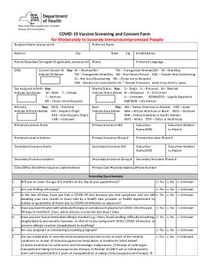 Fillable Online COVID-19 Immunization Screening and Consent Form ...