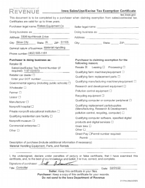 Fillable Online Iowa Sales and Use Tax on Manufacturing and Processing ...