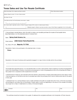 Fillable Online Texas Resale Certificate - Fill and Sign Printable ...