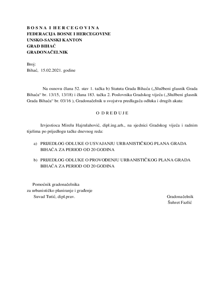 Fillable Online BOSNA I HERCEGOVINA FEDERACIJA BOSNE I ... Fax Email Print - pdfFiller