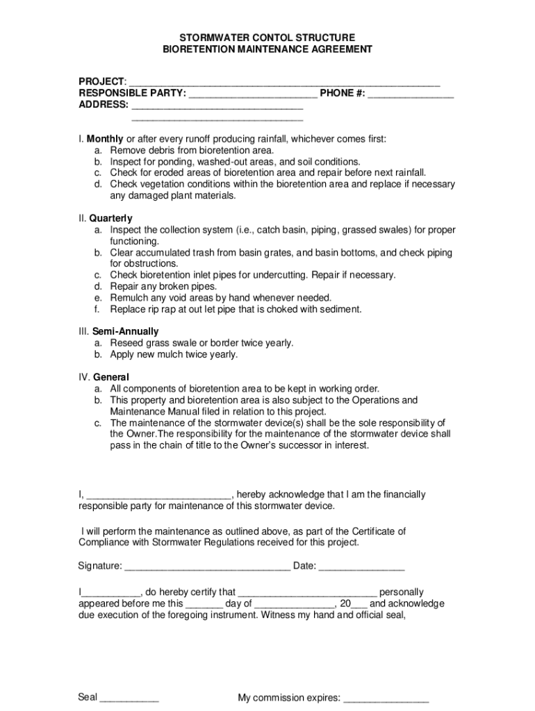 Fillable Online Application for Stormwater Management Maintenance ...