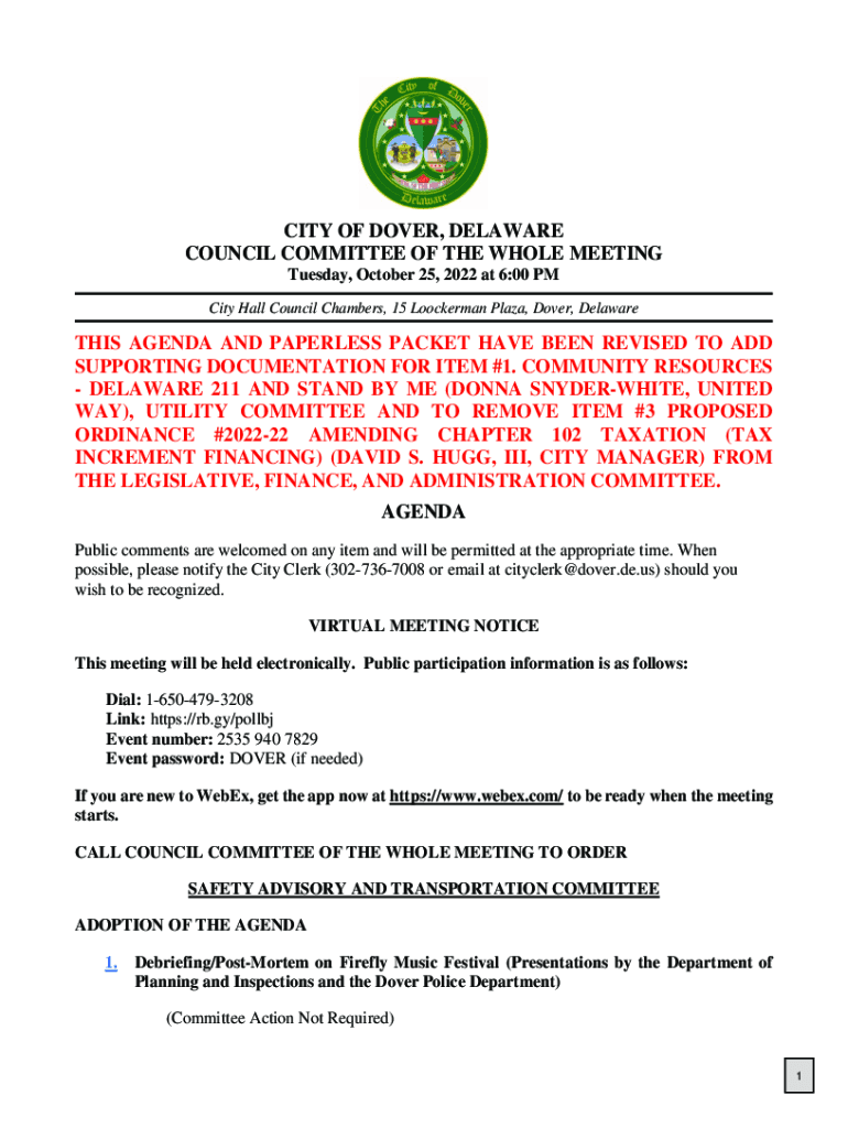 Fillable Online THIS AGENDA AND PAPERLESS PACKET HAVE BEEN REVISED TO ...