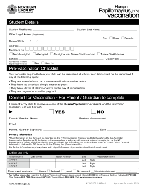Fillable Online Human papillomavirus vaccination consent form Fax Email Print - pdfFiller