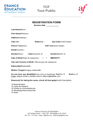 Fillable Online REGISTRATION FORM TCF TOUT PUBLIC Fax Email Print ...