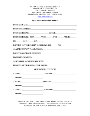 Fillable Online Business Premise Form.doc Fax Email Print - pdfFiller