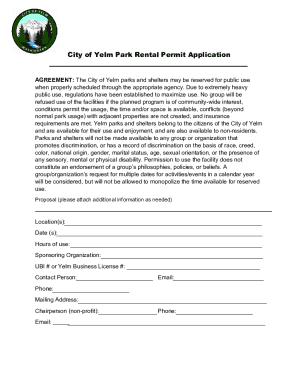 Fillable Online City of Yelm Park Rental Permit Application Fax Email ...