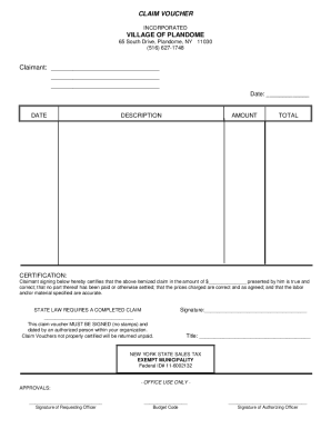 Fillable Online Payment Claim Voucher Fax Email Print - pdfFiller