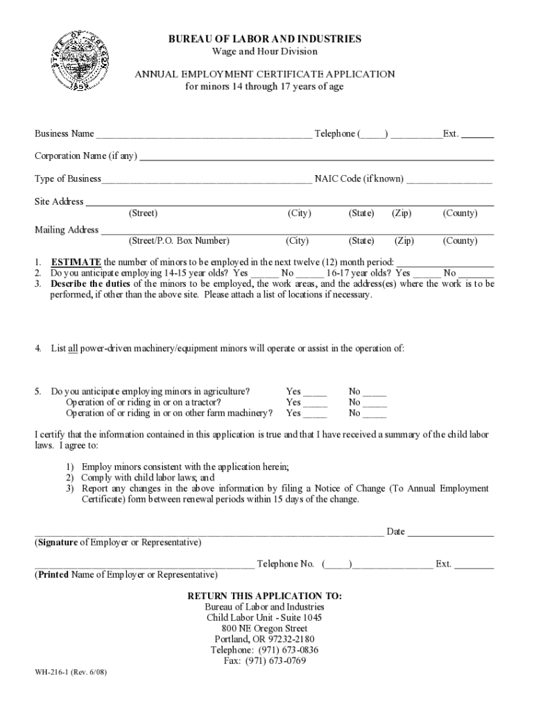 Fillable Online Oregon Form Wh 216 1. Oregon Department of Transportation (ODOT) Fax Email Print ...