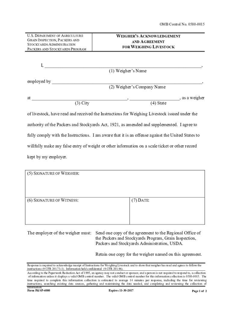 Fillable Online Grain Inspection, Packers and Stockyards Administration ...