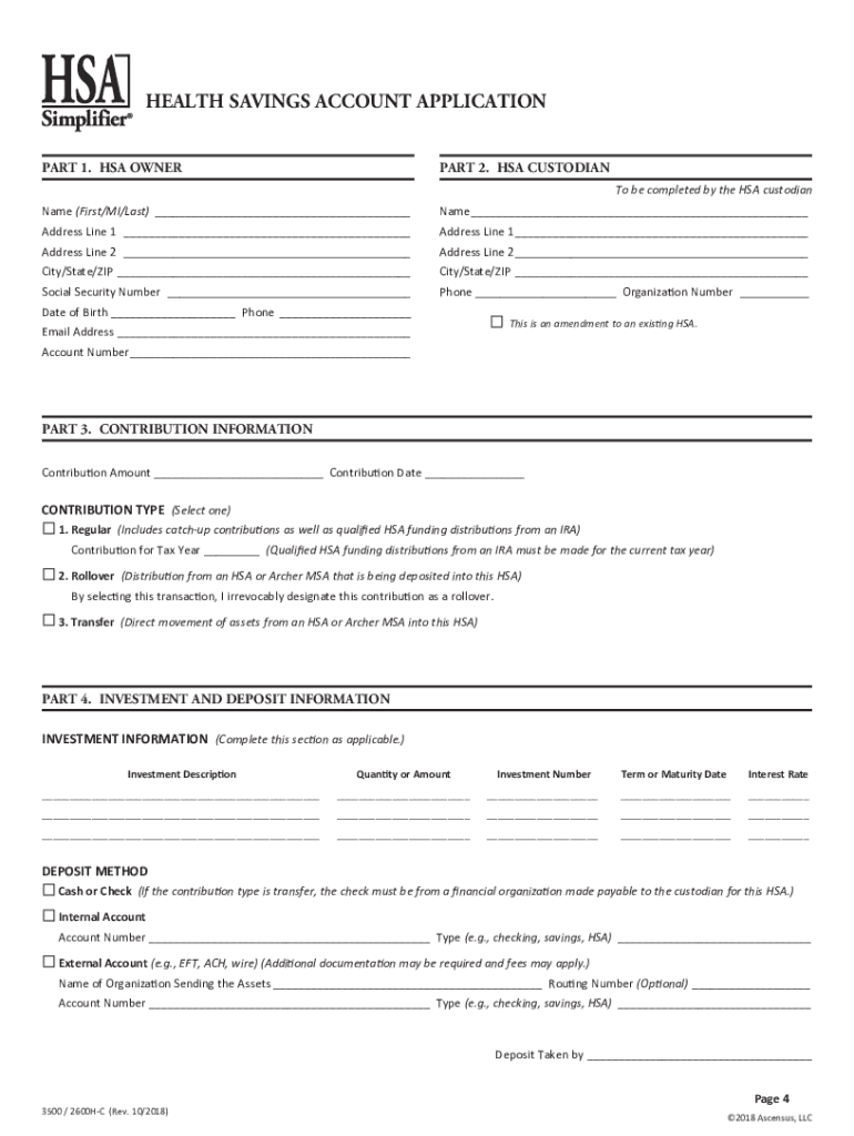 Fillable Online Health Savings AccountNortheastern OH Credit Union HSA ...