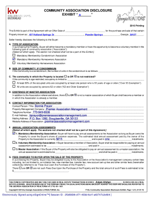 Fillable Online The GAR Community Association Disclosure Exhibit (GAR ...