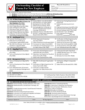 Fillable Online On-boarding Checklist of Forms For New Employee Fax ...