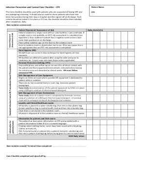 Fillable Online Checklist for infection control in the emergency ...