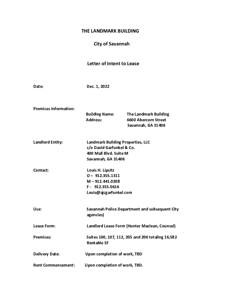 Fillable Online THE LANDMARK BUILDING City of Savannah ... Fax Email ...