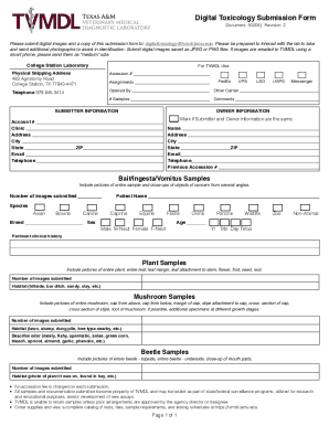 Fillable Online tvmdl tamu Digital Toxicology Submission Form Fax Email ...