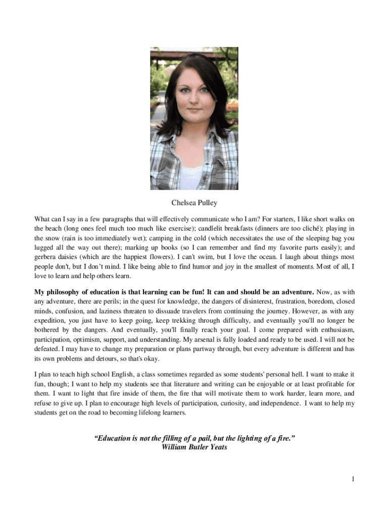 Fillable Online Chelsea Pulley Education is not the filling of a pail ...