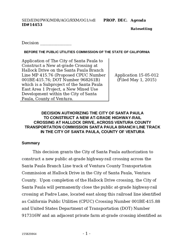 Highway-Rail Crossing Alternatives Evaluation -- CA.gov - docs cpuc ca Doc Template | pdfFiller