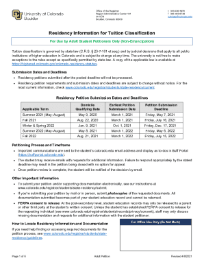 Fillable Online CU Boulder Tuition ClassificationOffice of the ...