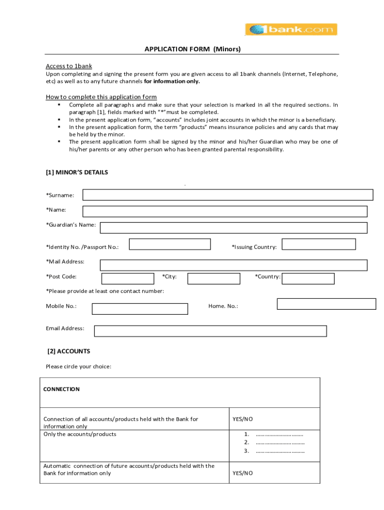 Fillable Online APPLICATION FORM (Minors) Fax Email Print - pdfFiller