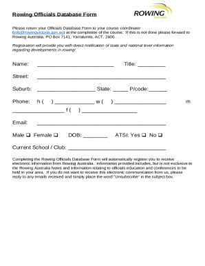 Rowing Officials Database Doc Template | pdfFiller