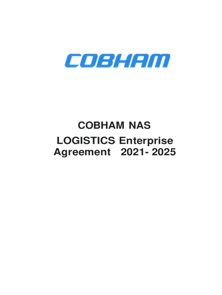 Fillable Online COBHAM NAS LOGISTICS Enterprise Agreement 2021 Fax ...