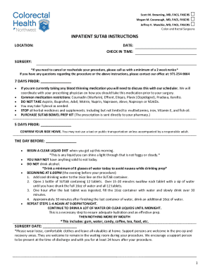 Fillable Online INPATIENT SUTAB INSTRUCTIONS Fax Email Print - pdfFiller