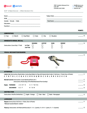 Fillable Online Brief Cognitive Assessment Tool Short Form (BCAT-SF ...