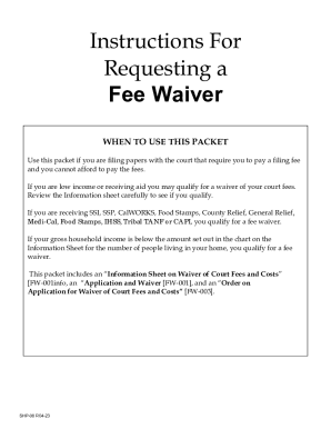 Fillable Online Ask the Court to Waive Your Filing FeePrintable Packet ...