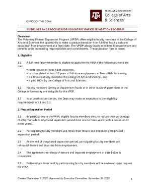 Fillable Online Voluntary Phased Separation Program - College of ...