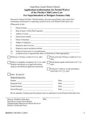 Fillable Online Child Labor Partial Waiver Application. Child Labor ...