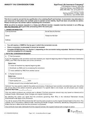 Fillable Online ANNUITY TAX CONVERSION FORM EquiTrust Life Insurance ...