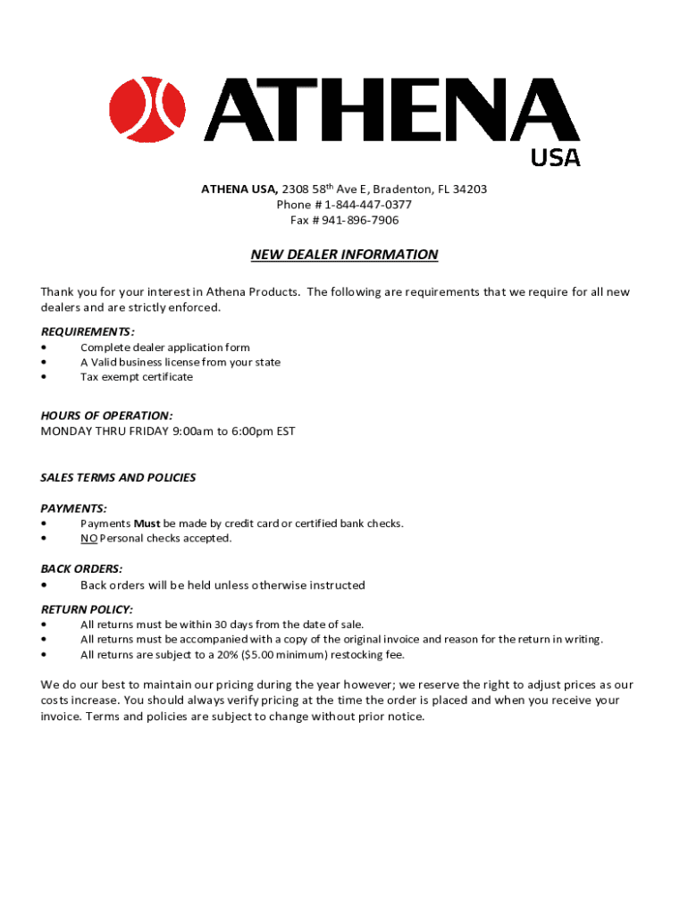Fillable Online Athena United States: contact details Fax Email Print ...