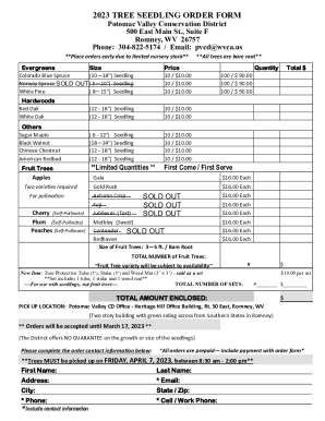 Fillable Online 2023 TREE SEEDLING ORDER FORM Fax Email Print - pdfFiller