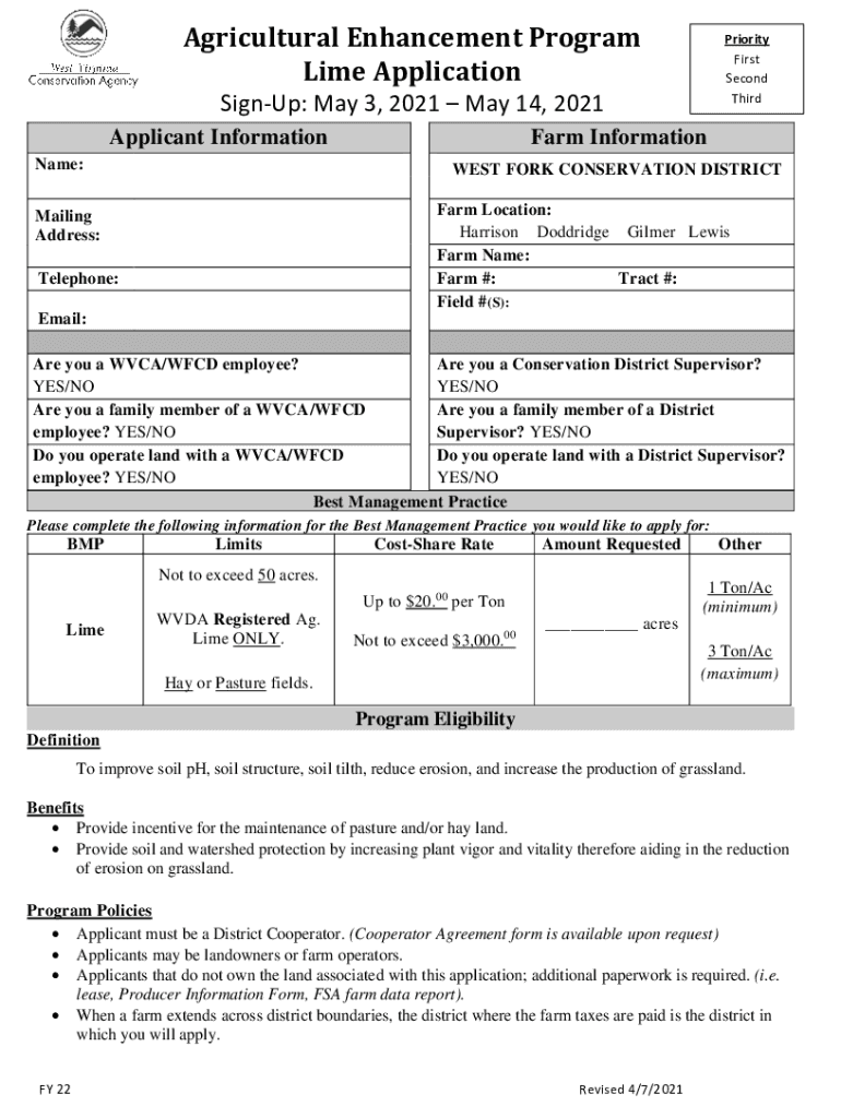 Fillable Online FY23 Agricultural Enhancement Program Lime Application ...