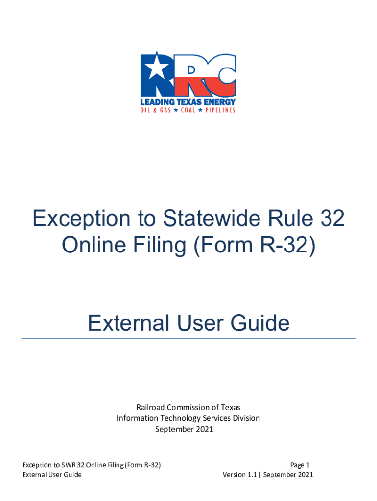 Fillable Online Form R-32, Application for Exception to Statewide Rule ...