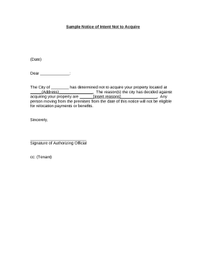Sample Notice of Intent Not to Acquire - kydlgweb ky Doc Template ...