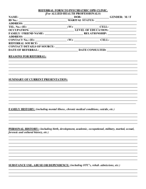 Fillable Online Referral form to Psychiatric OPD clinic (for Allied ...