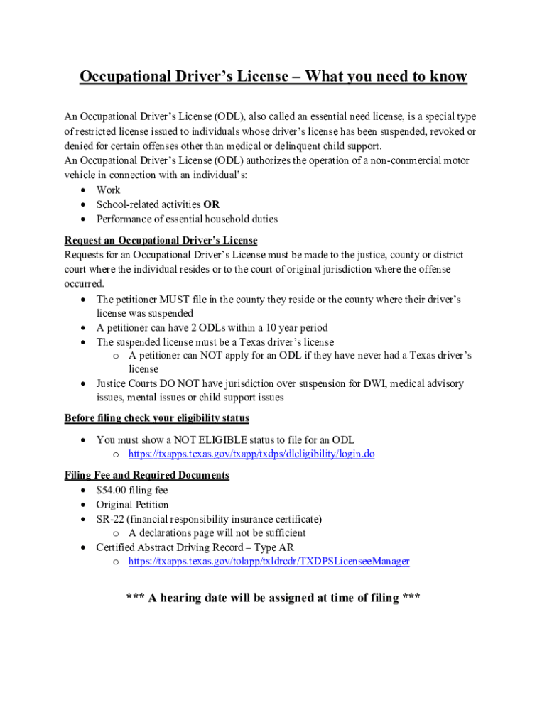 Fillable Online Occupational Driver's LicenseWhat you need to know Fax ...