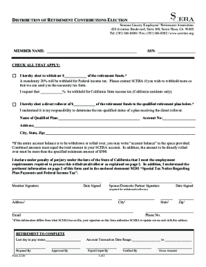 Fillable Online Distribution of Retirement Contributions Election Form ...