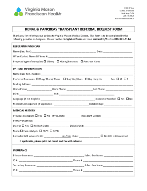 Fillable Online renal & pancreas transplant referral request form Fax ...
