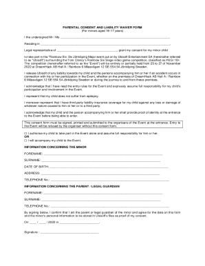Fillable Online Parental Consent and Waiver Form for Minor Students Fax ...