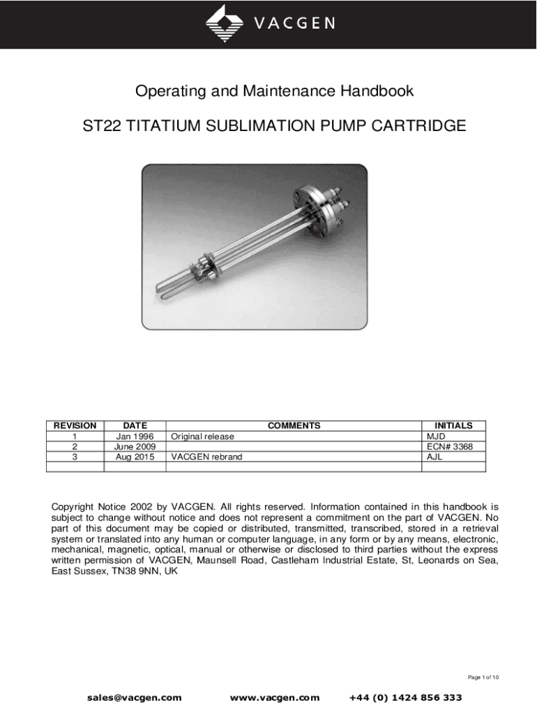 Fillable Online Ti Sublimation Pump Operating Instructions.pdf Fax Email Print - pdfFiller