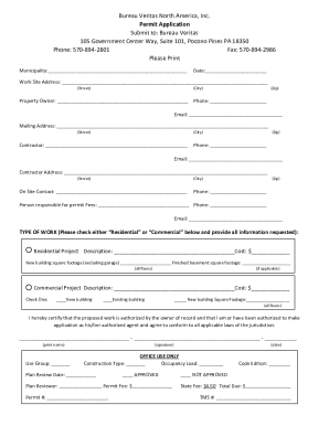 Fillable Online Bureau Veritas North America, Inc. Permit Application ...