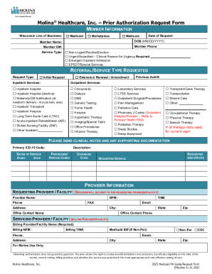 Fillable Online MOLINA HEALTHCARE MEDICAID PRIOR AUTHORIZATION/PRE ...