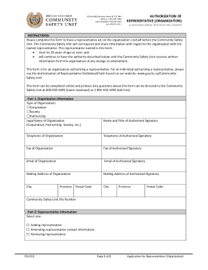 Fillable Online Community Safety Unit Form CSU 210 - Authorization of ...