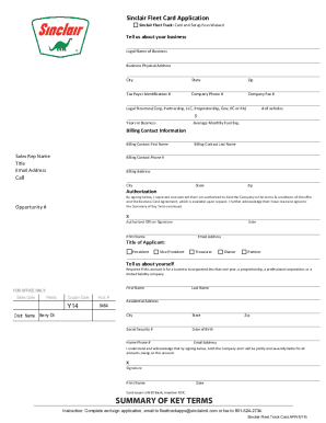 Fillable Online Sinclair Fleet Track CardTake Control of Business ...
