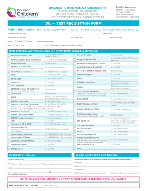 Fillable Online Diagnostic Immunology Laboratory Test Requisition Form ...