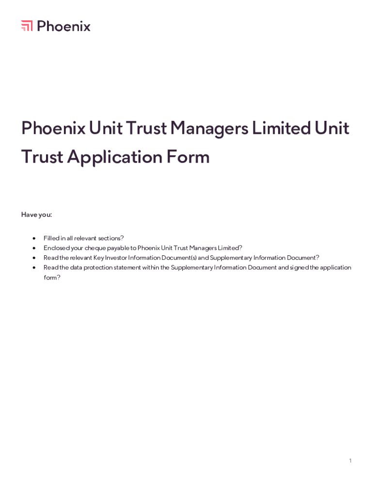 Fillable Online Phoenix Unit Trust Managers Limited Application Form Fax Email Print - pdfFiller