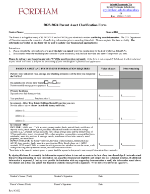 Fillable Online ASSET CLARIFICATION FORM - Financial Aid Fax Email ...