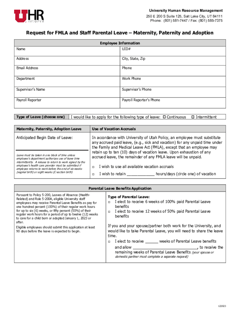 Fillable Online FMLA Information and Forms for all Fulltime Staff Fax Email Print - pdfFiller